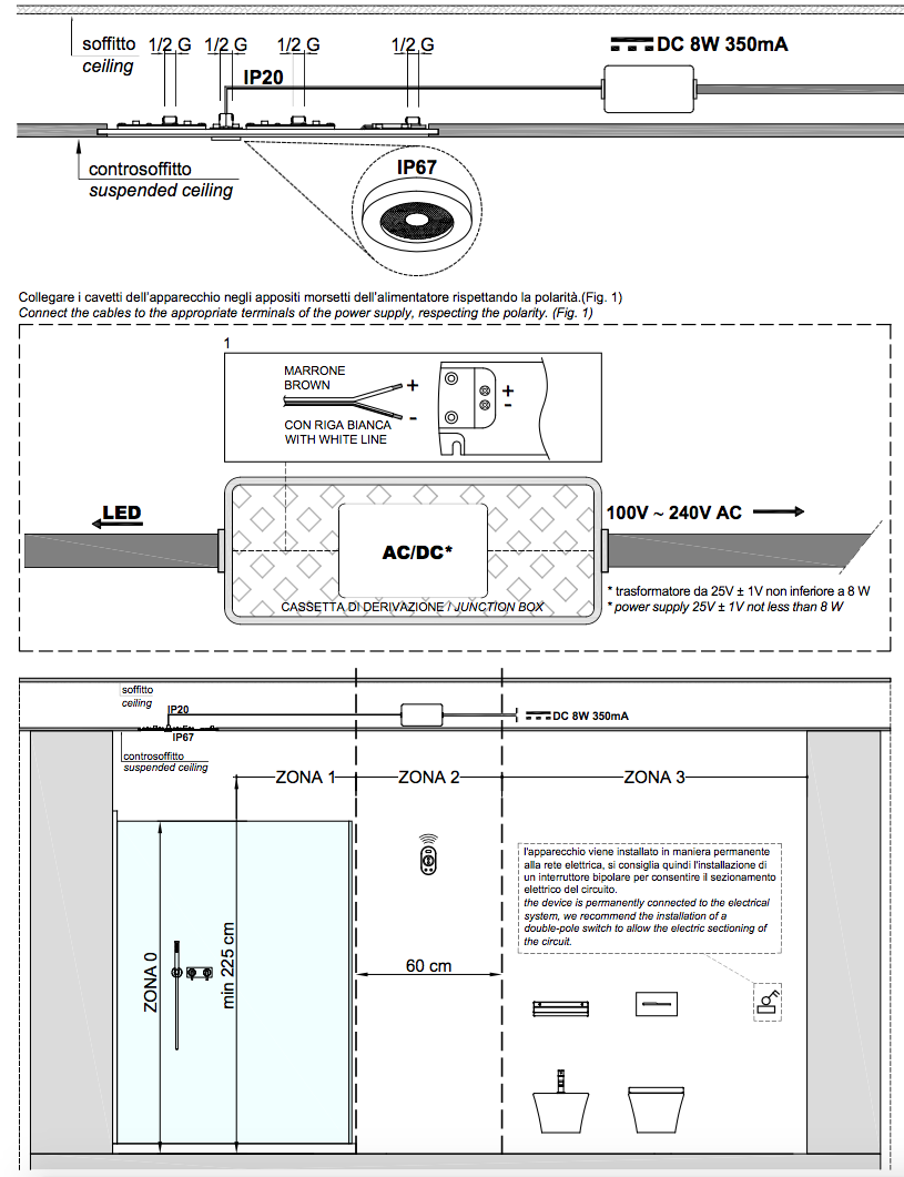 antoniolupi, Ghost_Combiled Showerhead with lighting | Bertani