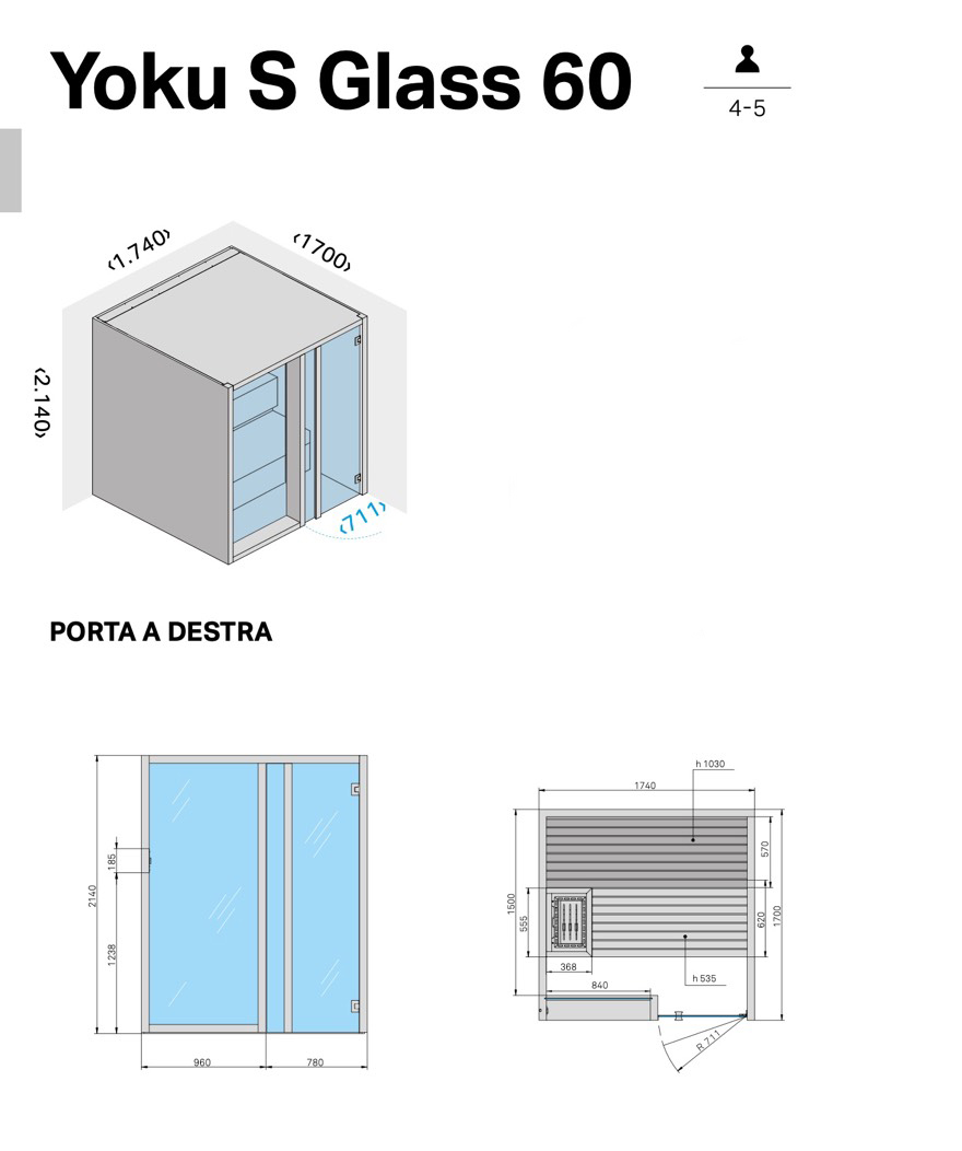Effe, Yoku S Glass 60 Sauna | Bertani