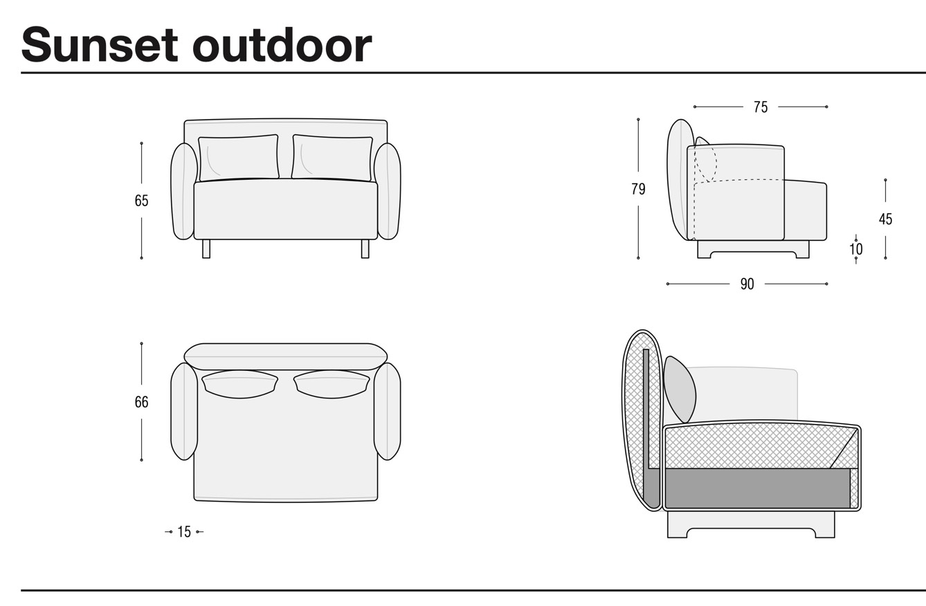 Flexteam, Sunset Outdoor Divano 182x90 cm | Bertani
